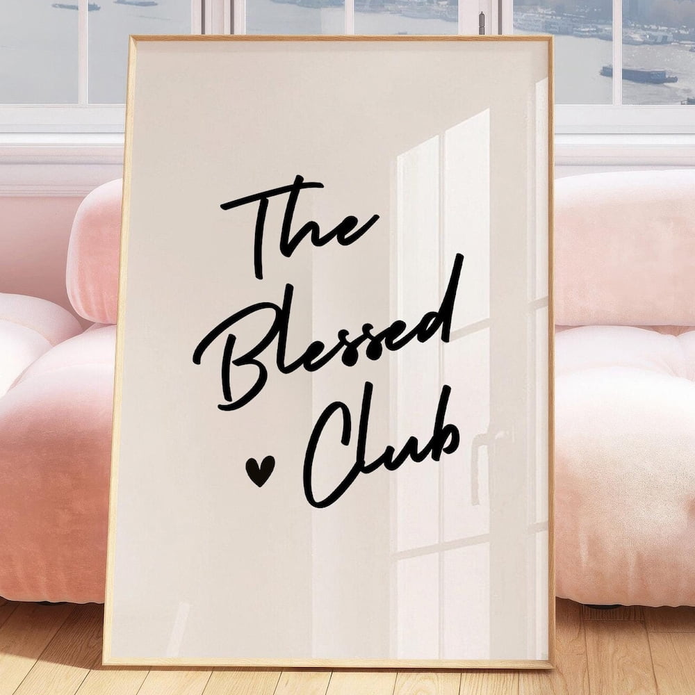 The Blessed Club Wall Art Minimalist Christian Wall Art Christian Girl ...