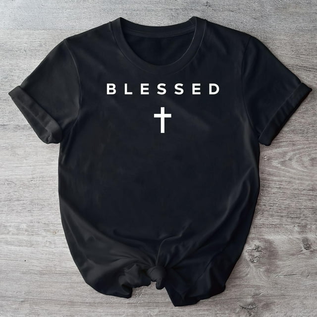 Blessed Cross Subtle Christian Minimalist Religious Faith T-Shirt Tee M ...