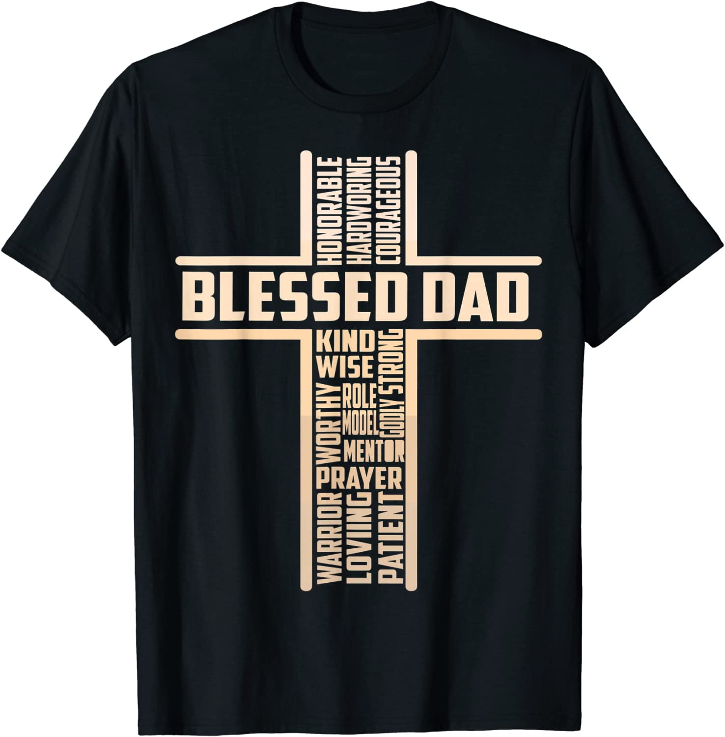 Blessed Dad Fathers Day Cross Christian Papa Pop Husband T-Shirt ...