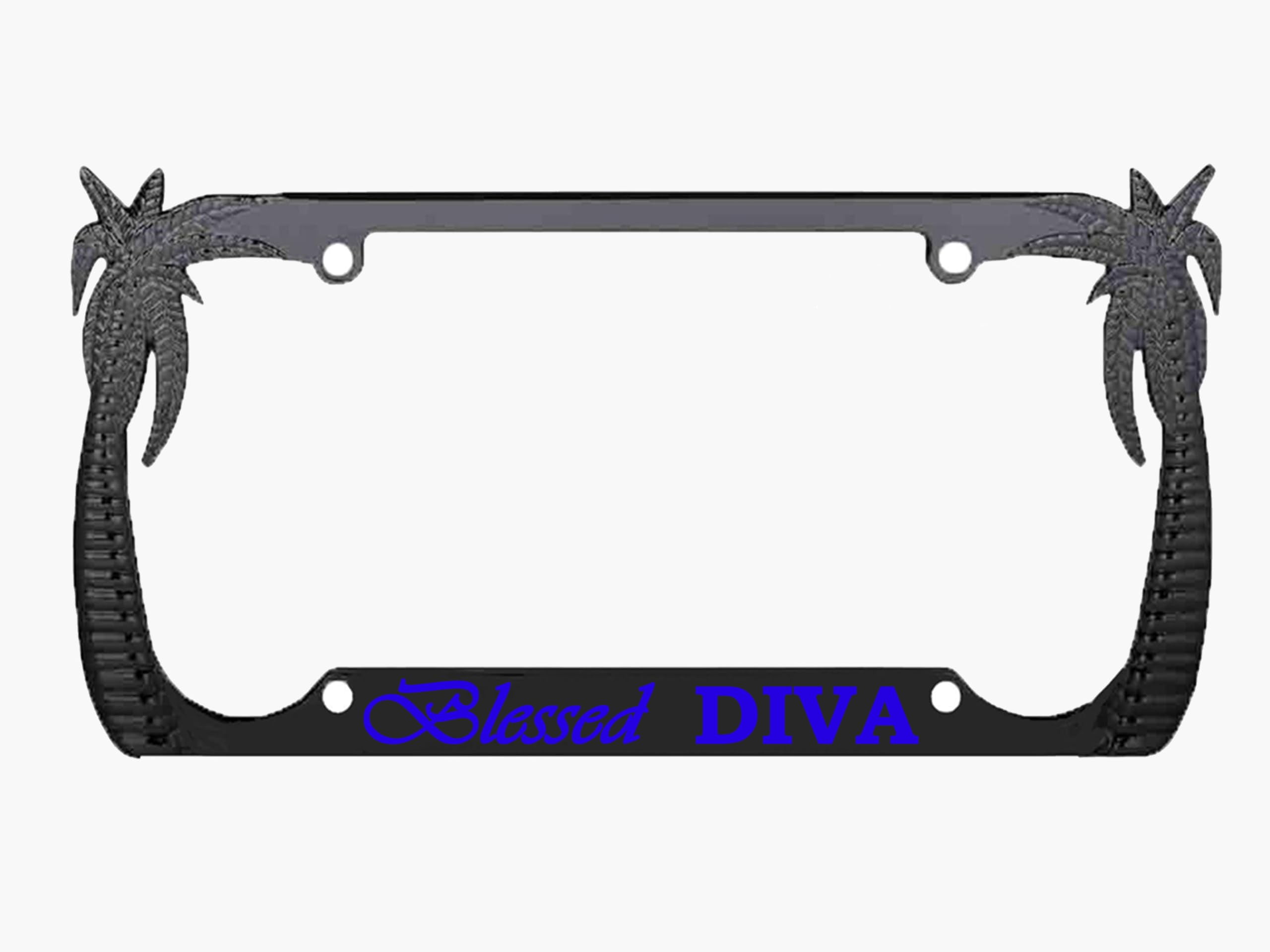 Blessed Diva Palm Tree Style Metal License Plate Frame Personalized/Car ...