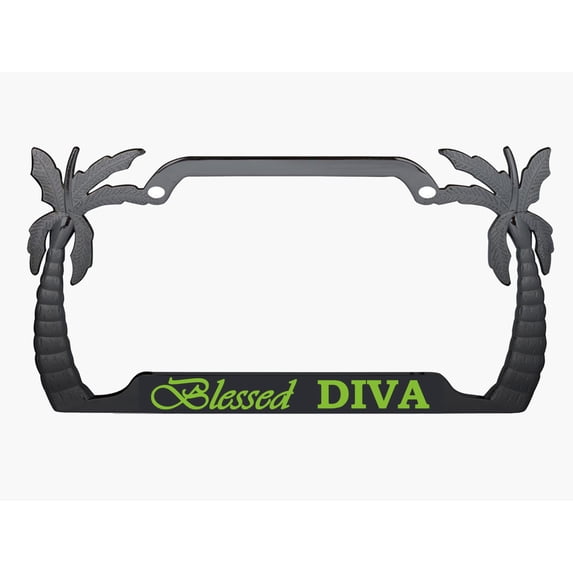 Blessed Diva Palm Tree Style Metal License Plate Frame Personalized/Car ...