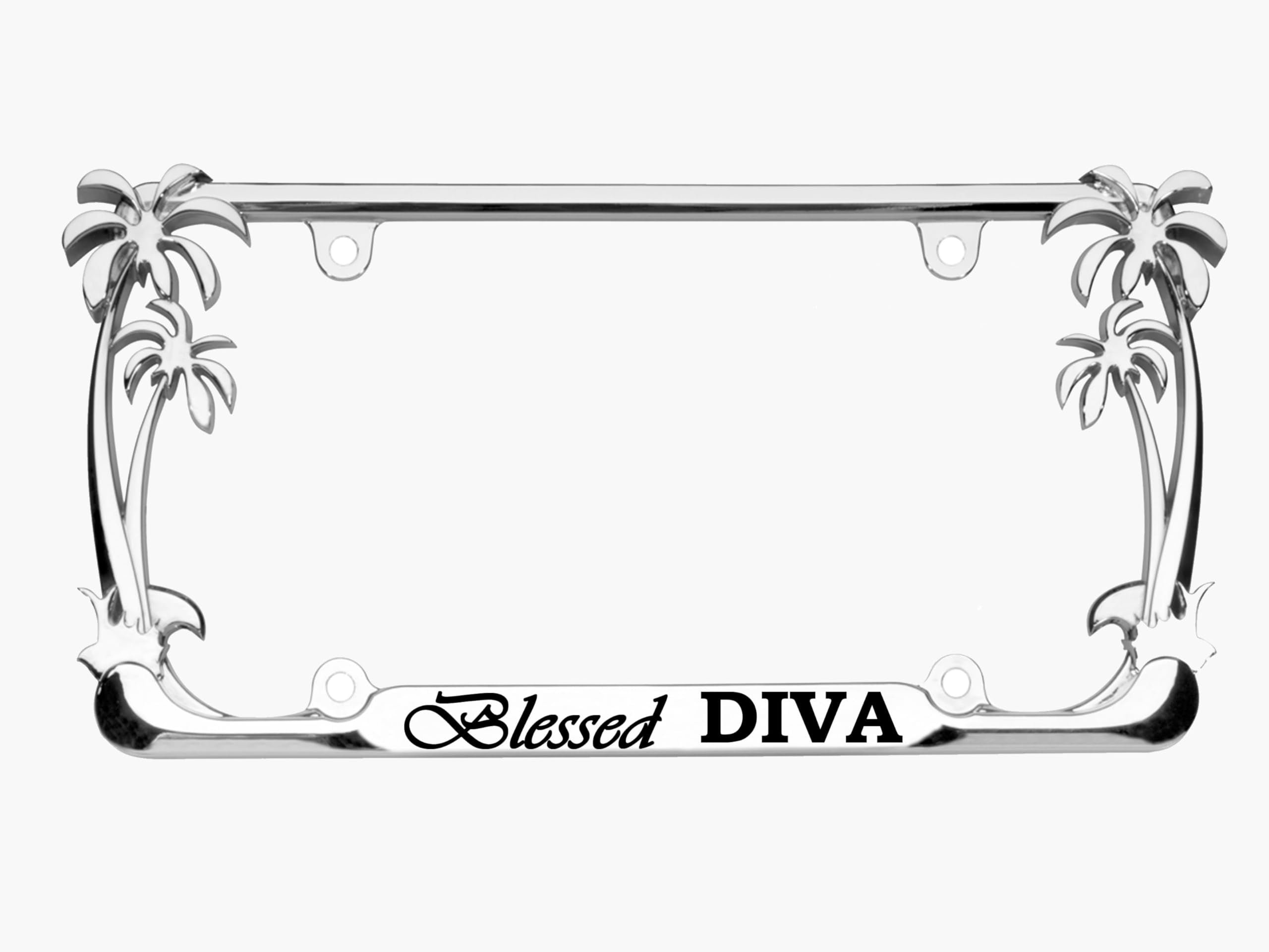 Blessed Diva Palm Tree Style Metal License Plate Frame Personalized/Car ...