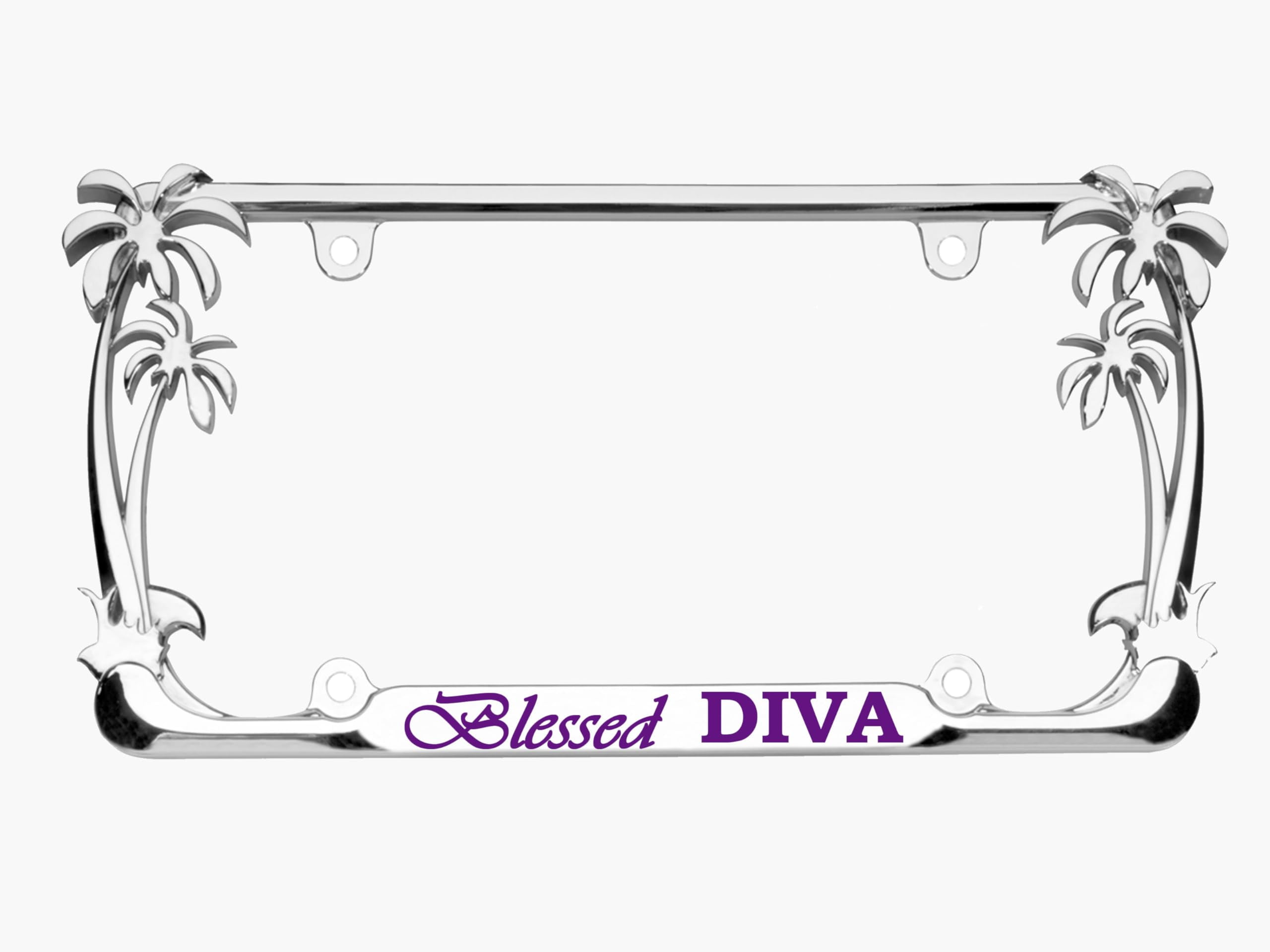 Blessed Diva Palm Tree Style Metal License Plate Frame Personalized/Car ...