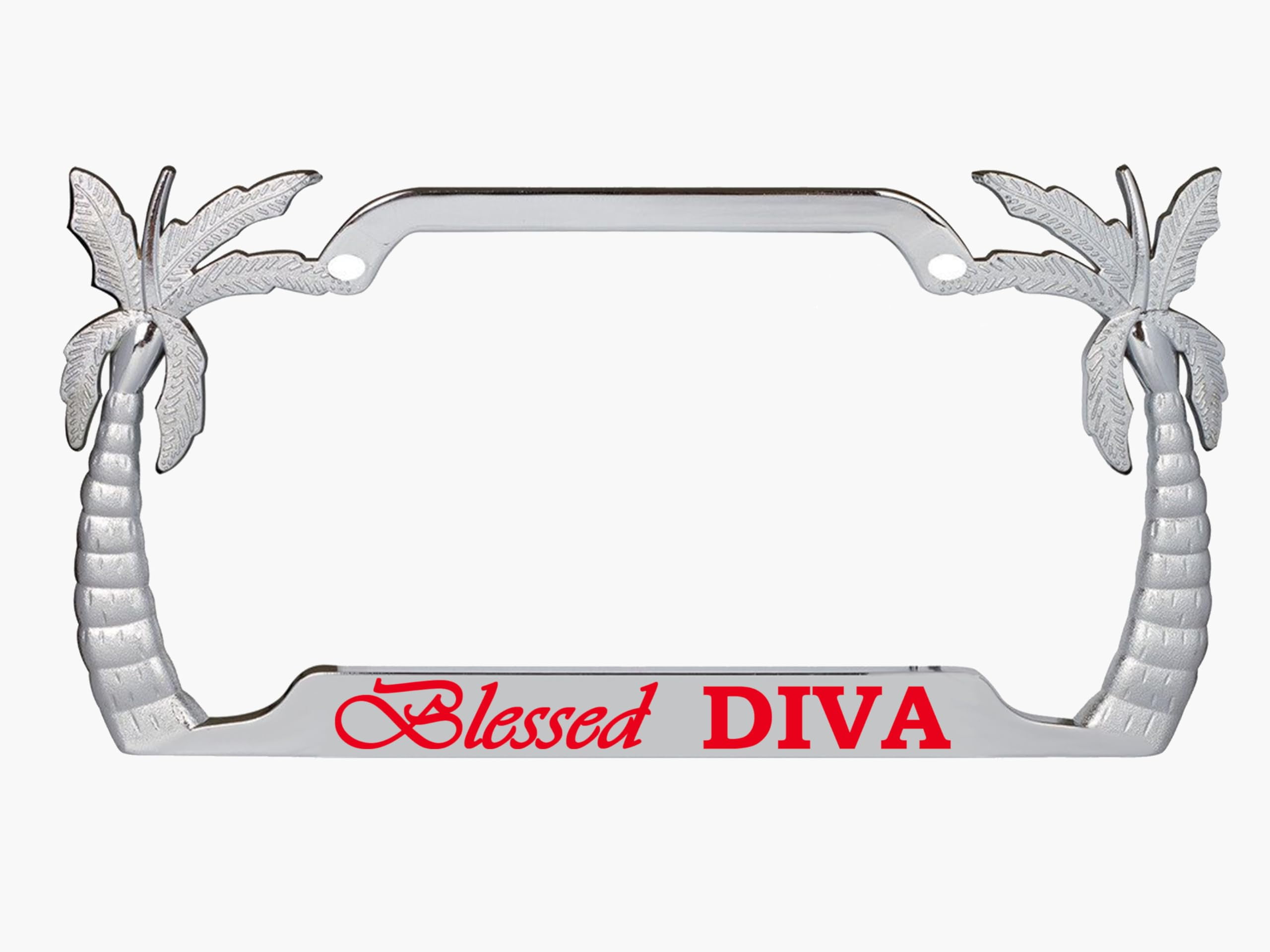 Blessed Diva Palm Tree Style Metal License Plate Frame Personalized/Car ...