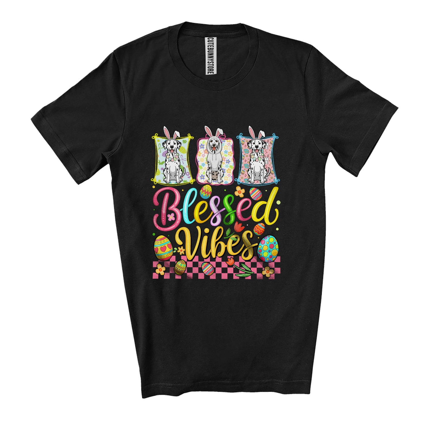Blessed; Easter Three Bunnies Dalmatian Owner Eggs; Girls Women Flowers ...