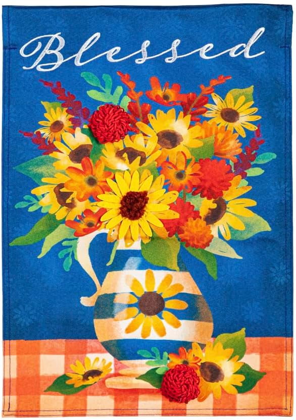 Blessed Floral Arrangement Garden Linen Flag, Welcome Fall Garden Flags ...
