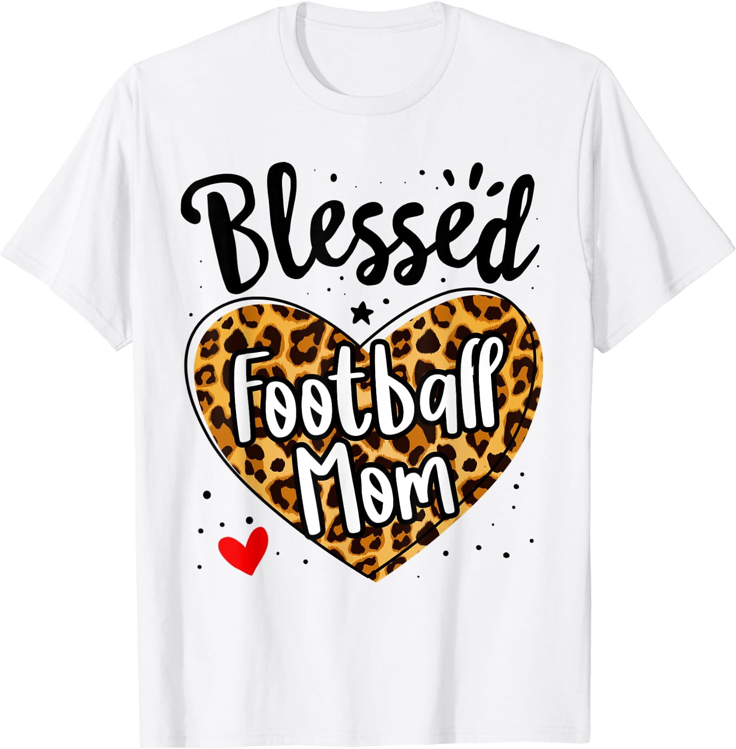 Blessed Football Mom Leopard Print Nana Mother's Day Mama T-Shirt White ...