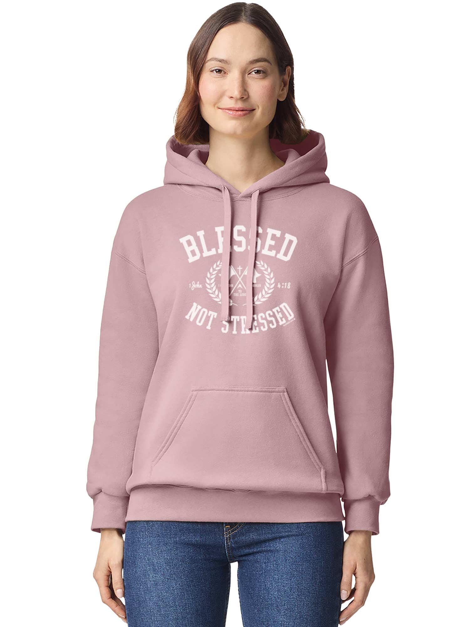 Blessed Girl Womens Hooded Sweatshirt Blessed Not Stressed, Dusty Rose ...