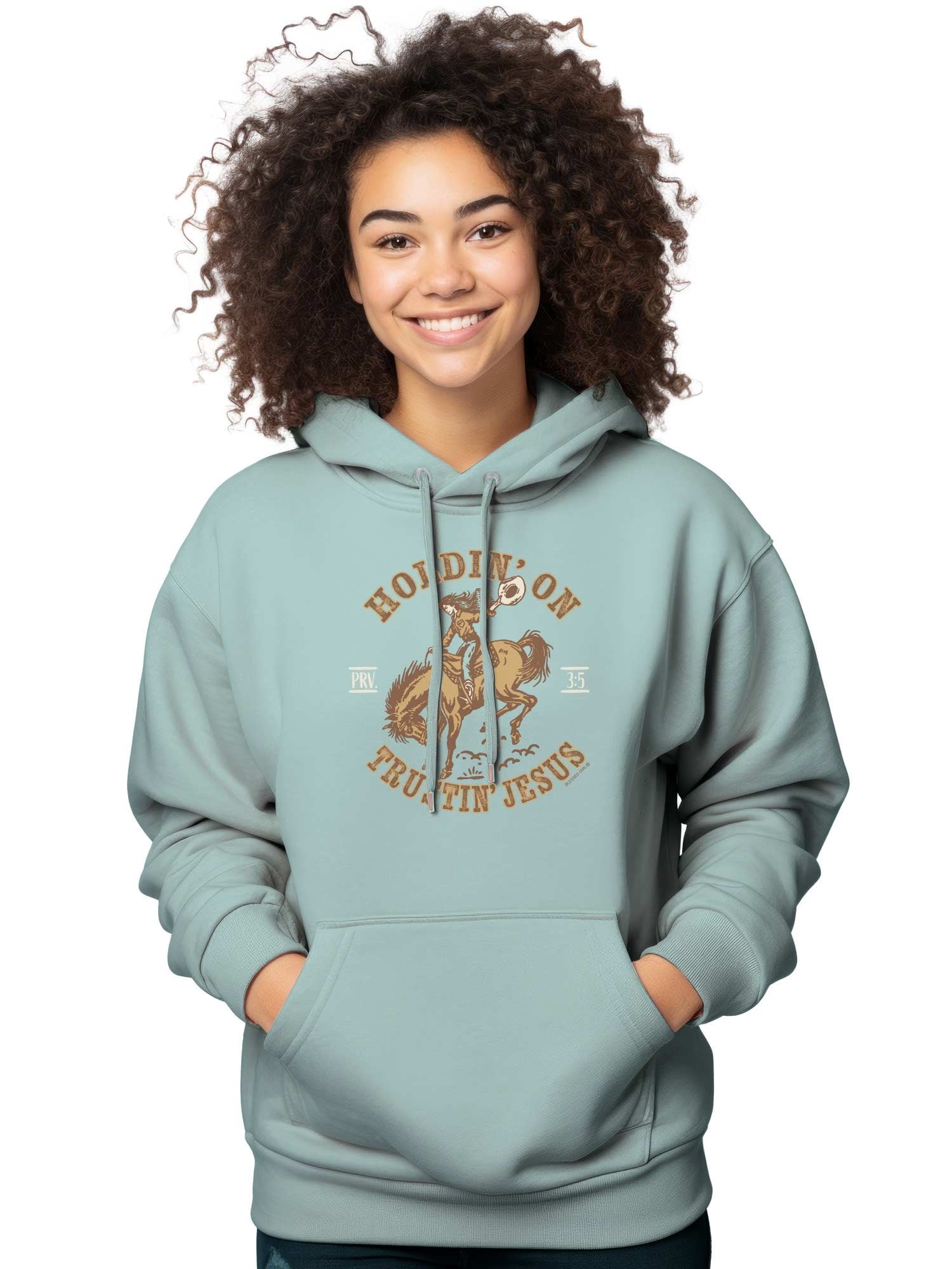 Blessed Girl Womens Hooded Sweatshirt Trustin' Jesus, Dusty Teal, XL ...