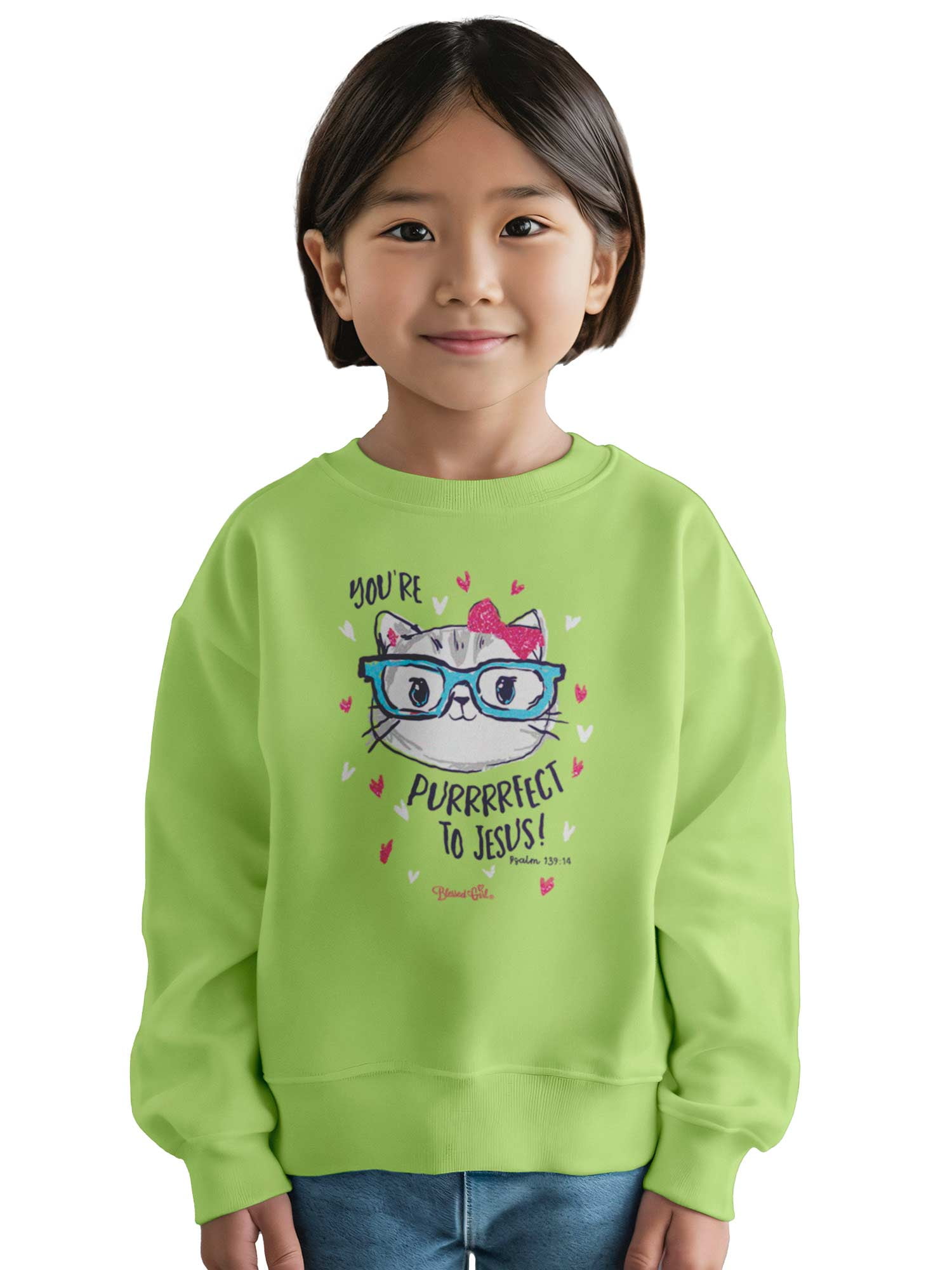Blessed Girl Kids Sweatshirt You’re Purrrrfect, Lime, MD - Walmart.com