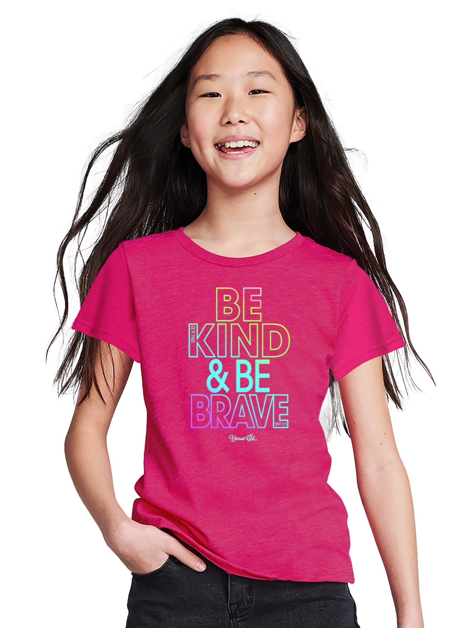 Blessed Girl Kids T-Shirt Be Kind & Be Brave - Walmart.com
