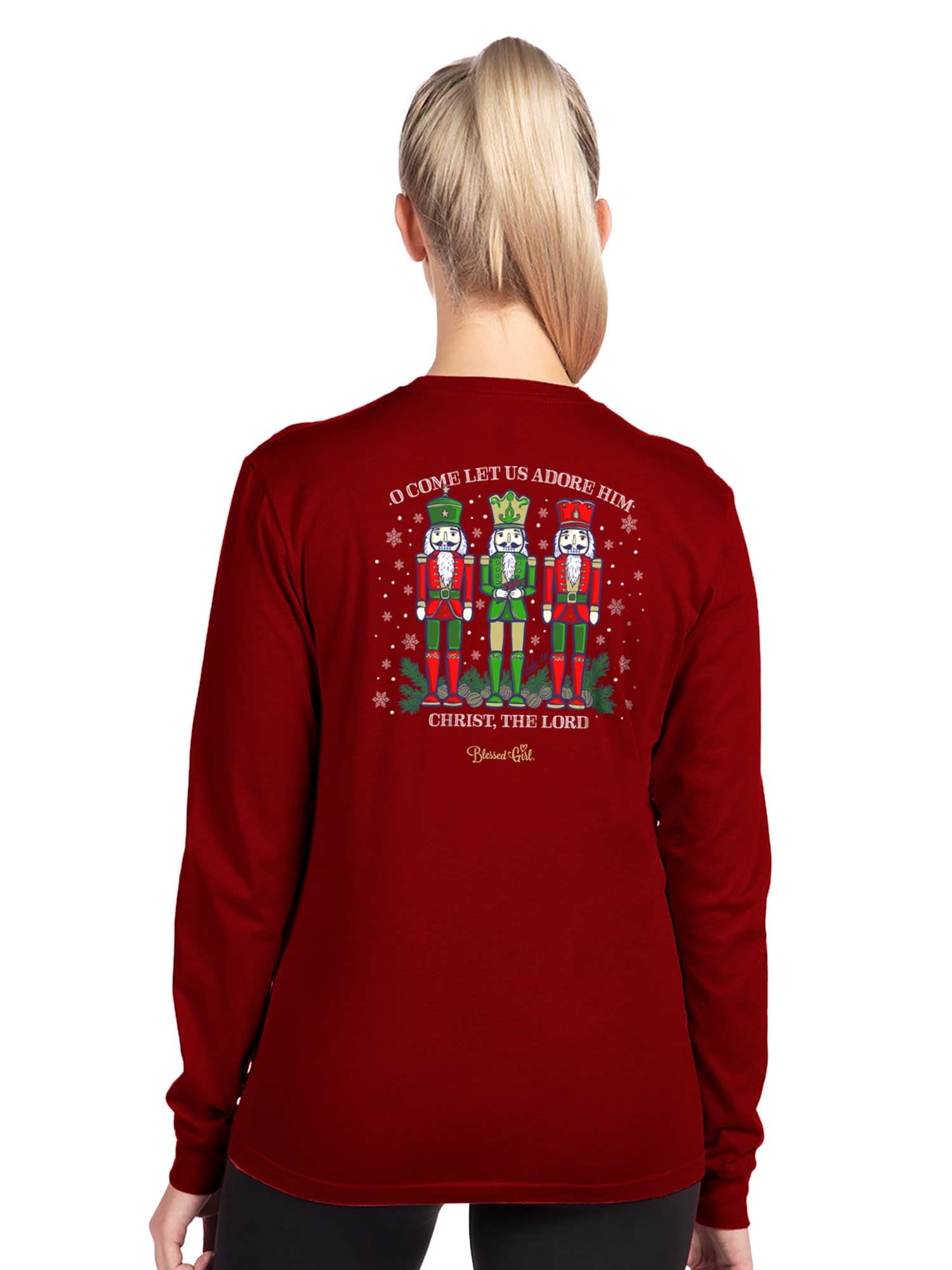 Blessed Girl Womens Long Sleeve T-Shirt Nutcracker, True Red, SM ...