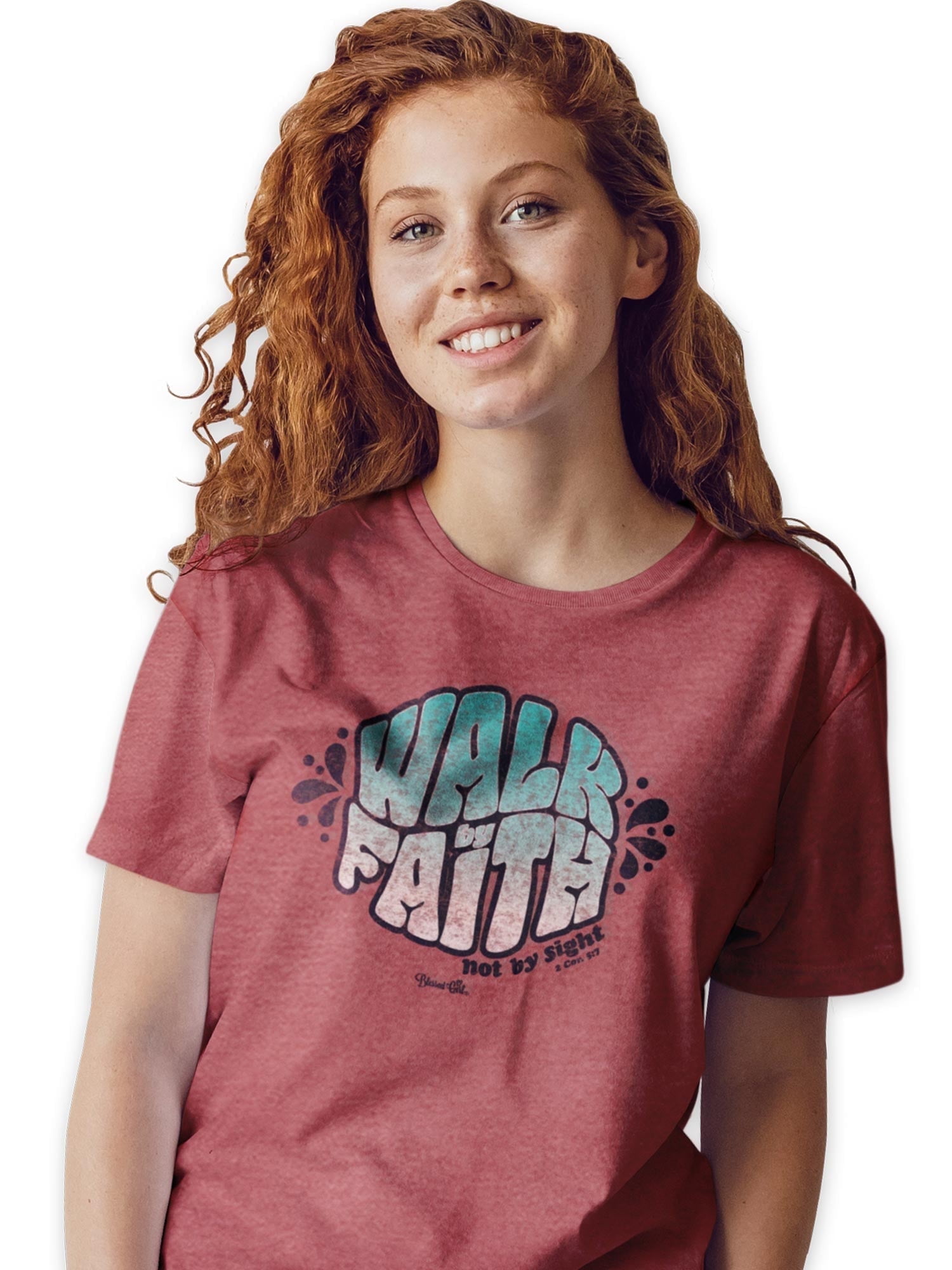 Blessed Girl T-Shirt for Women Walk By Faith Not By Sight Printed, XL ...