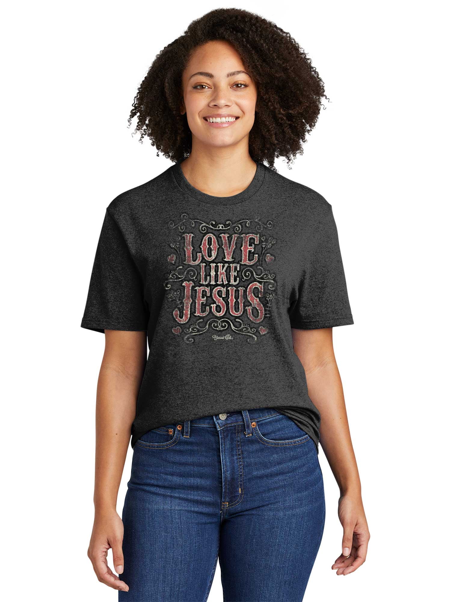Blessed Girl Womens Boyfriend T-Shirt Love Like Jesus - Walmart.com