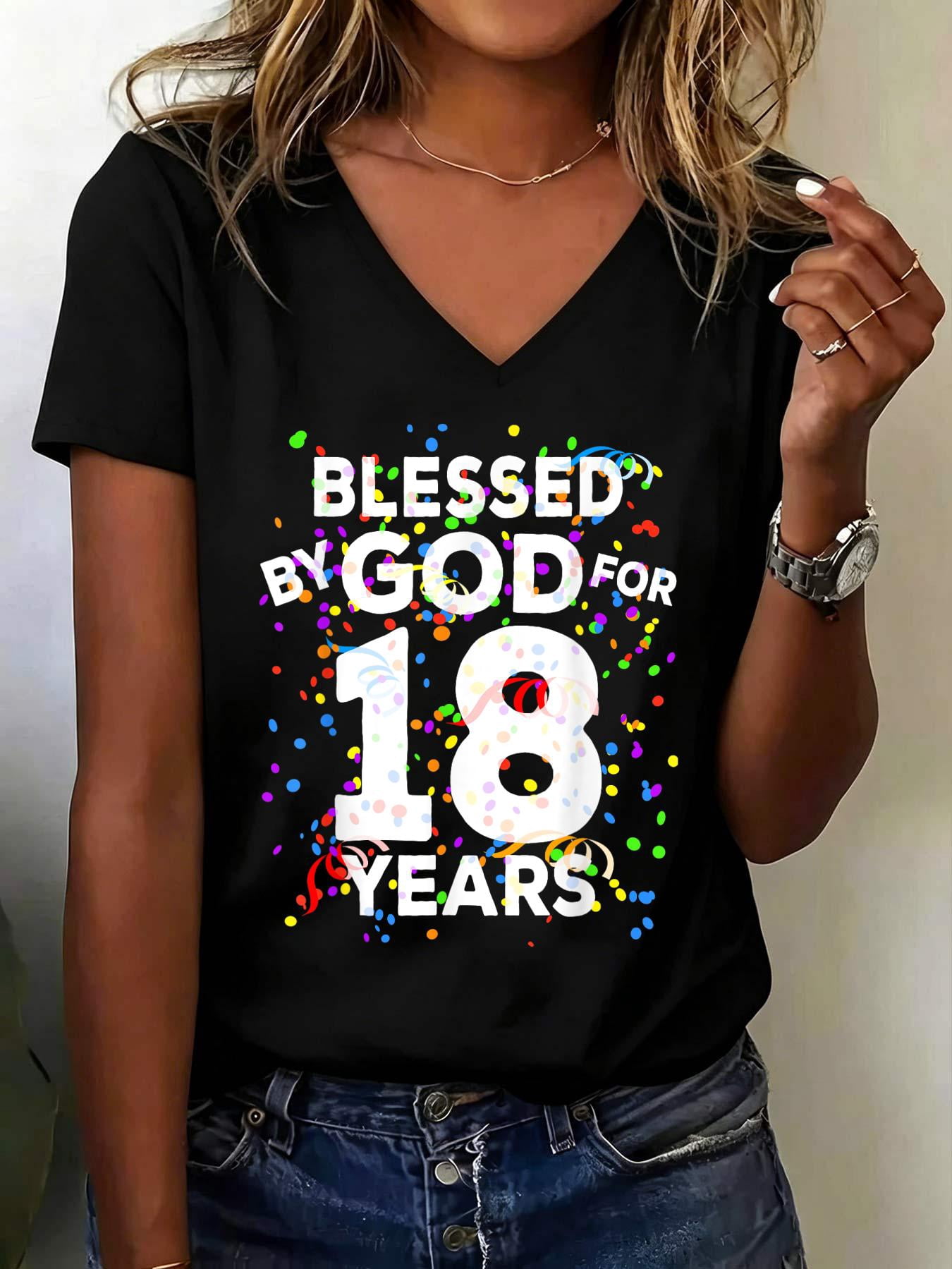 Blessed By God For 18 Years Shirt Happy 18th Birthday Shirt V Neck T ...