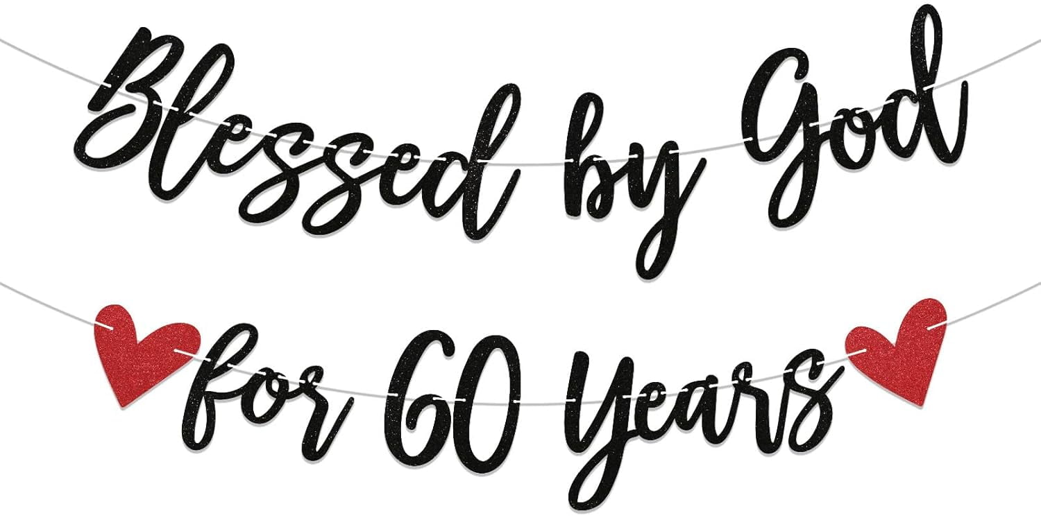Blessed by God for 60 Years Banner - 60th Birthday Decorations, 60 ...