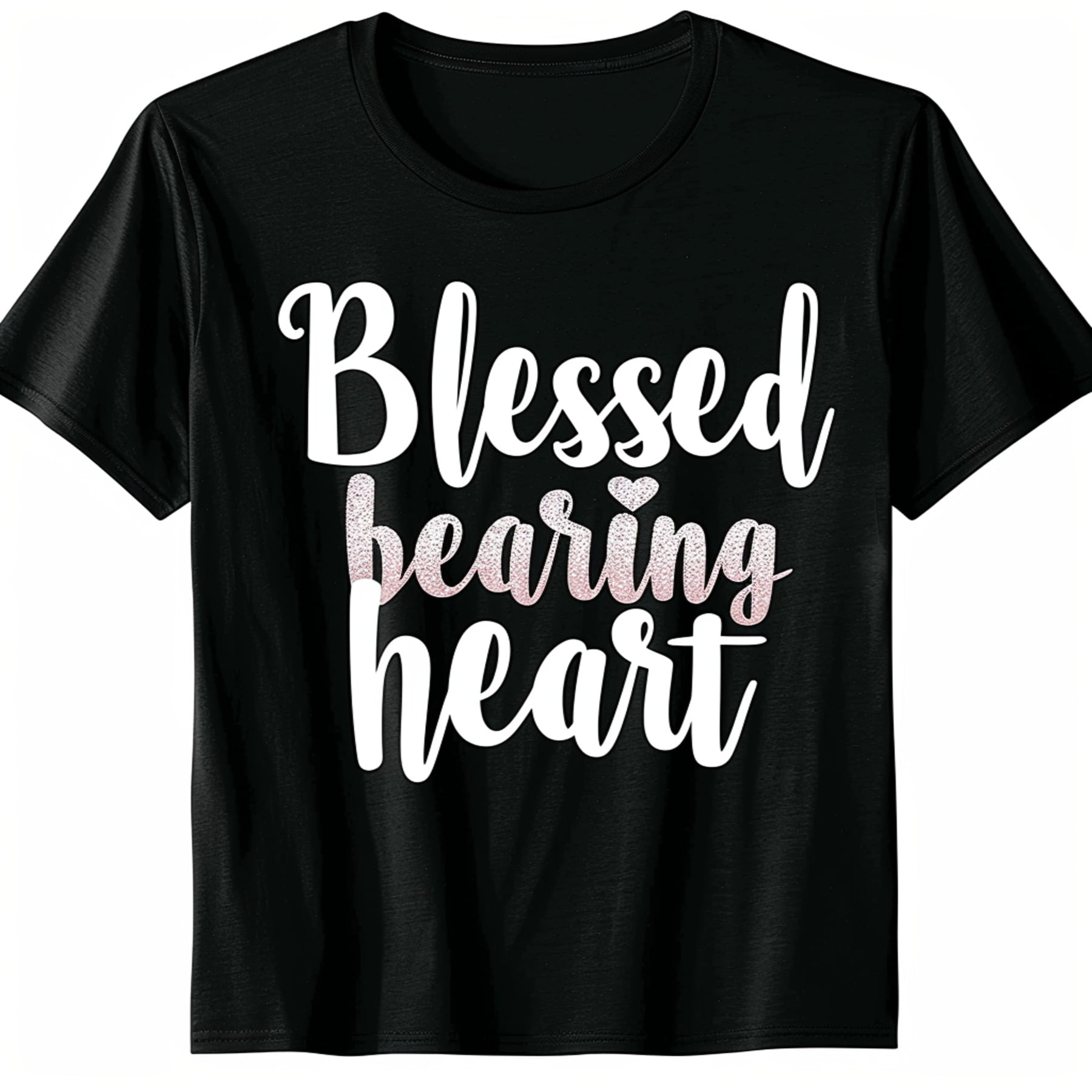 Blessed Grandma Heart Glitter T Shirt Cute Calligraphy Design Sparkly ...
