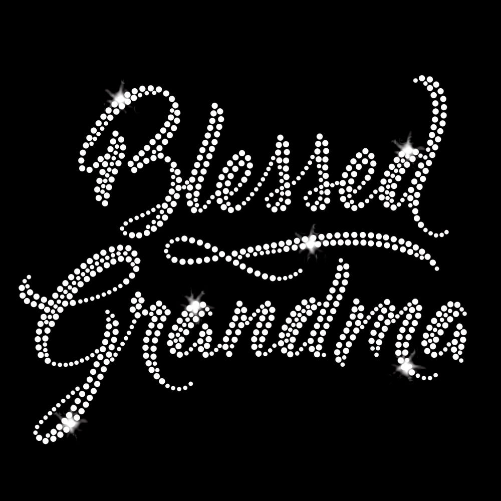Blessed Grandma Sparkly Iron-on Clear Crystal Bling Rhinestone Transfer ...