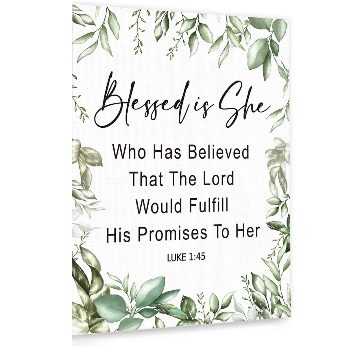 Blessed is She Inspirational Bible Verse Canvas Wall-Art,Luke 1:45 ...