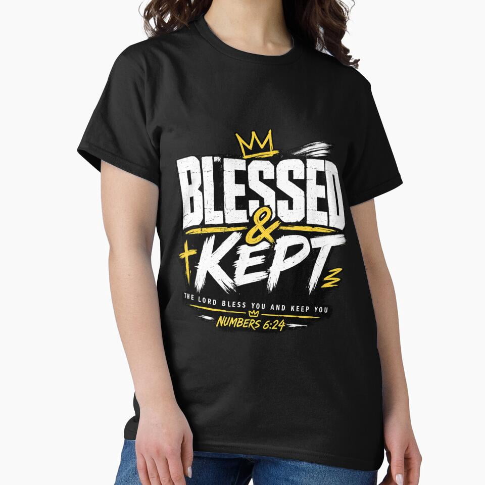 Blessed & Kept Numbers Faith Streetwear Crown Cross Shirt, Casual ...