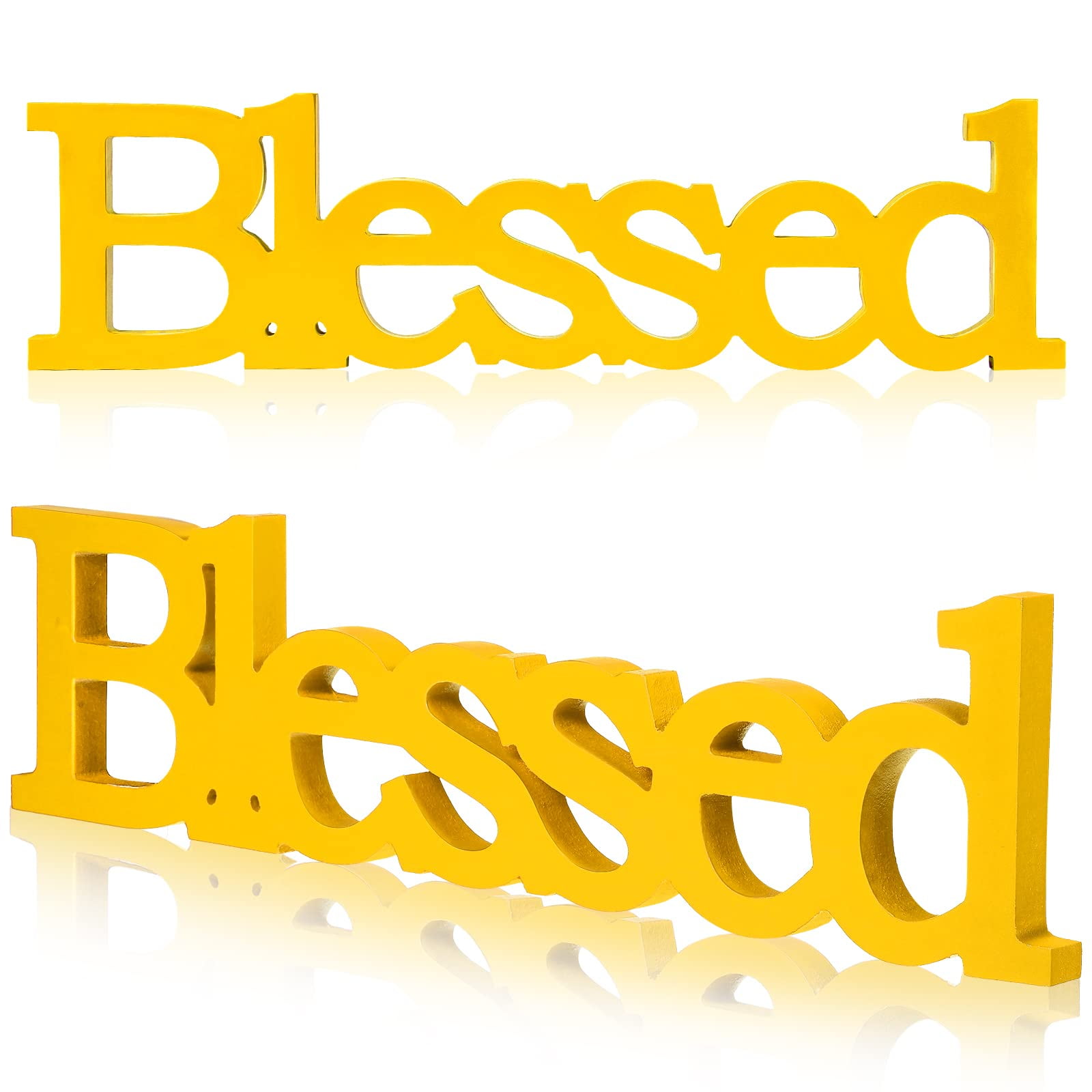 Blessed Letter Table Sign, Wooden Home Decor for Christmas Thanksgiving ...