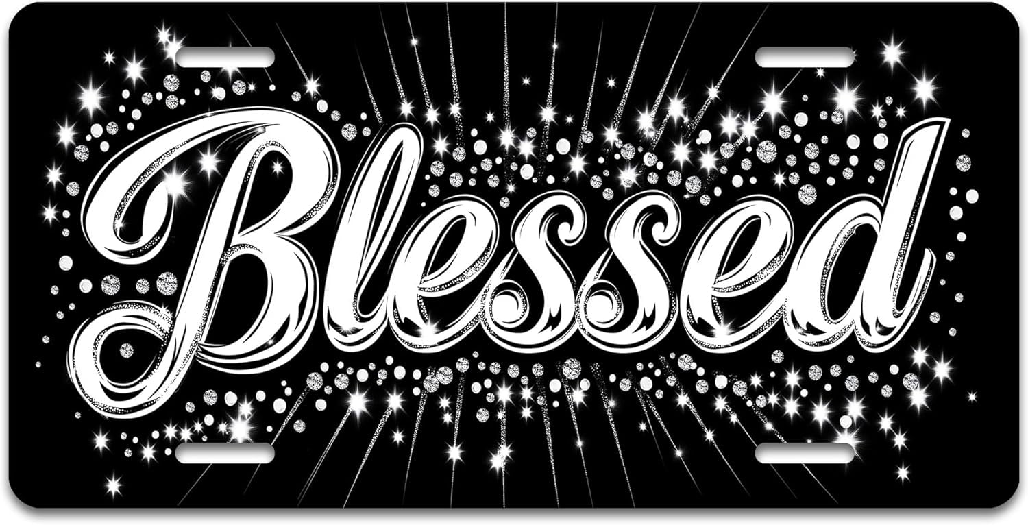 Blessed License Plate Funny Car Decoration Vanity Tag Stainless Steel ...