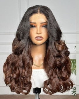 Blessed Luxury Brown Wavy Human Hair Wig - Walmart.com