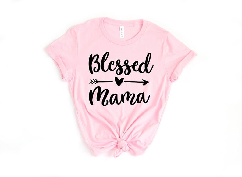 Blessed Mama Shirt Cute Mom Life Thankful Mother Day Gift Tee Shirt ...