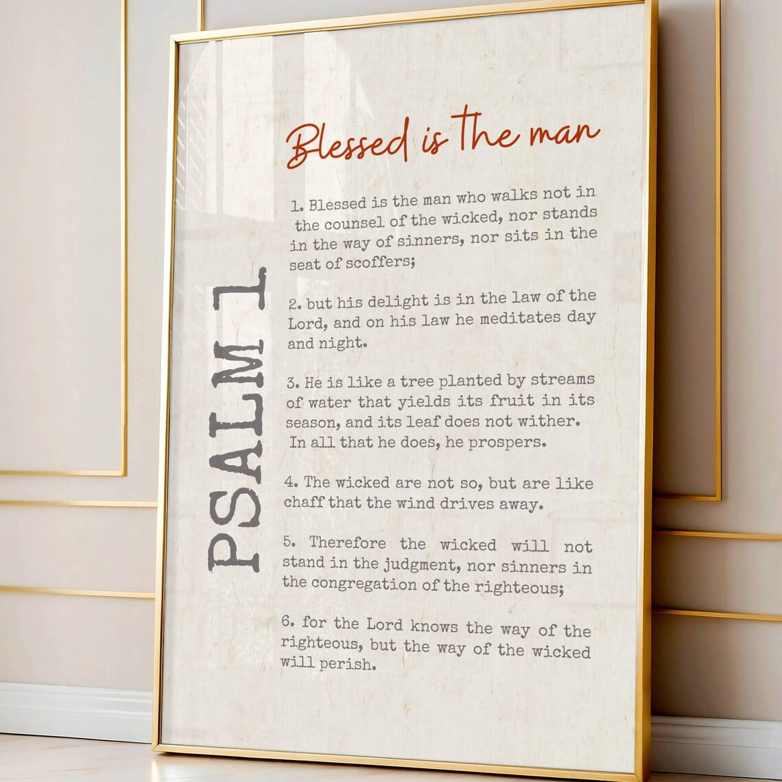 Blessed Is The Man Poster, Psalm Typography Printable, Christian Prayer ...