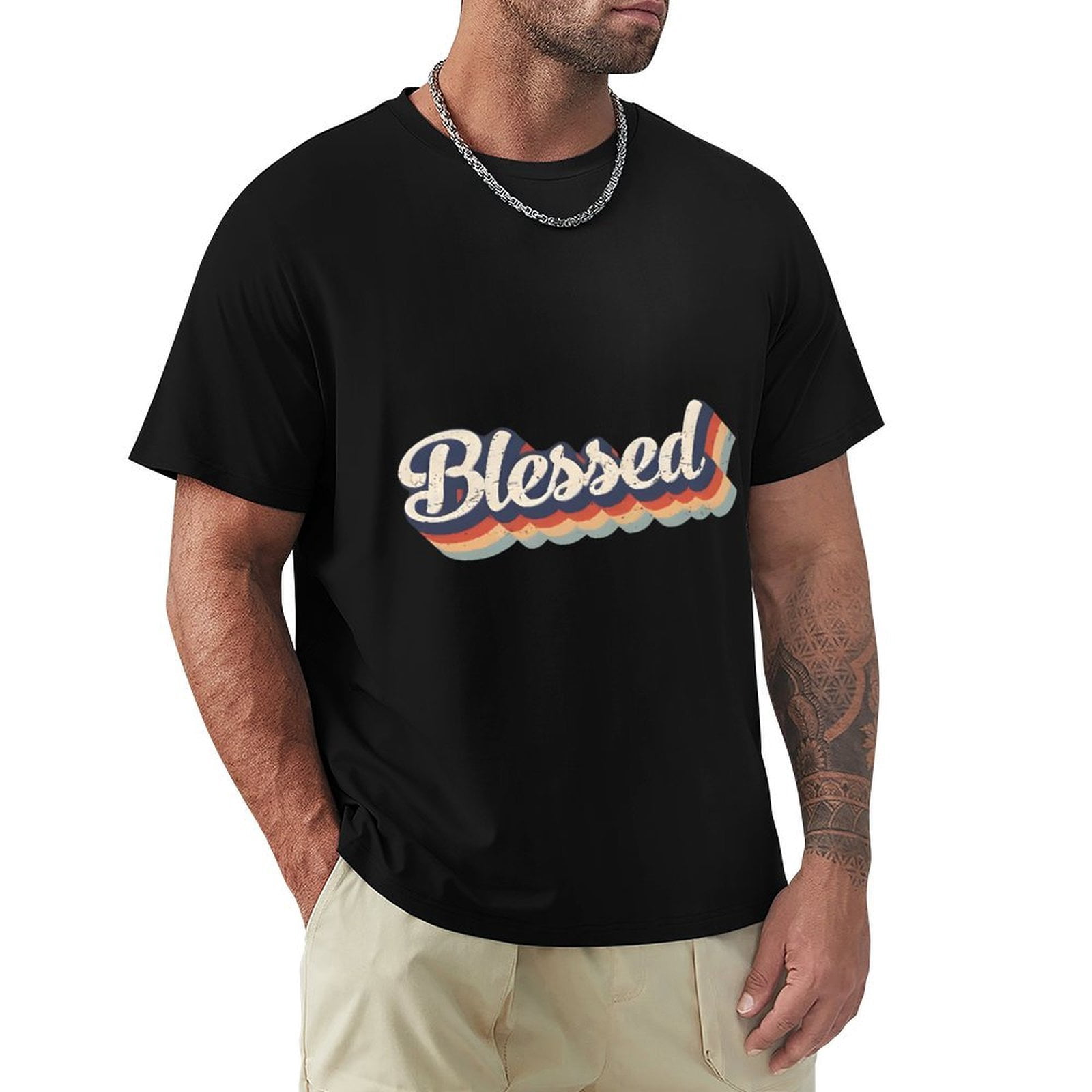 Blessed Men's HD Print Classic Short Sleeve T-Shirts Black M - Walmart.com