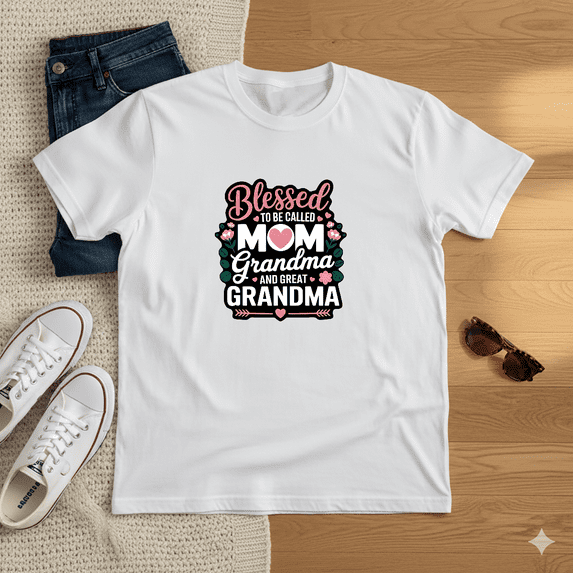 Blessed Mom Grandma Generations of Love Family Quote Gift Unisex T ...