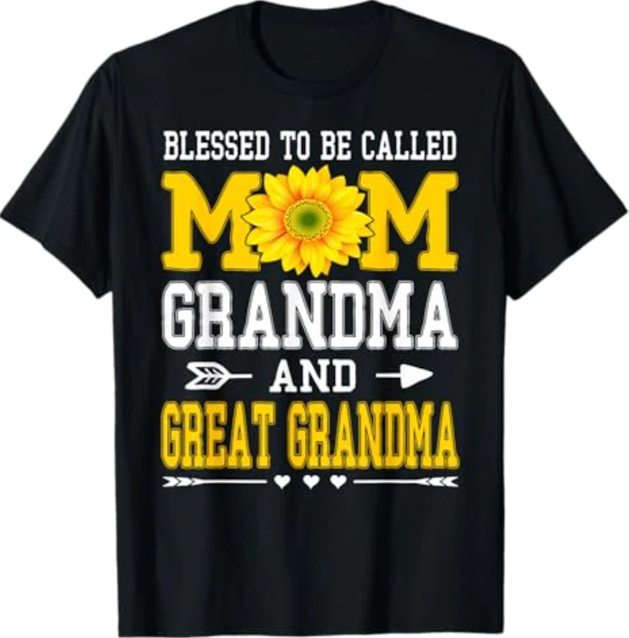 Blessed Mom Grandma Great Grandma Sunflower Matriarch Mother Day Unisex ...