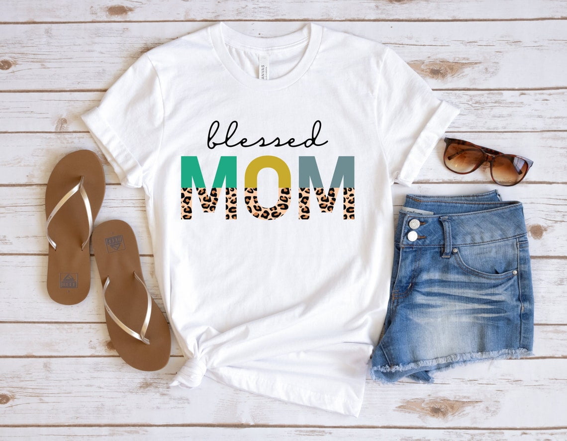 Blessed Mom Shirt, Blessed Leopard Mom Shirt, Mom Life Shirt, Leopard ...
