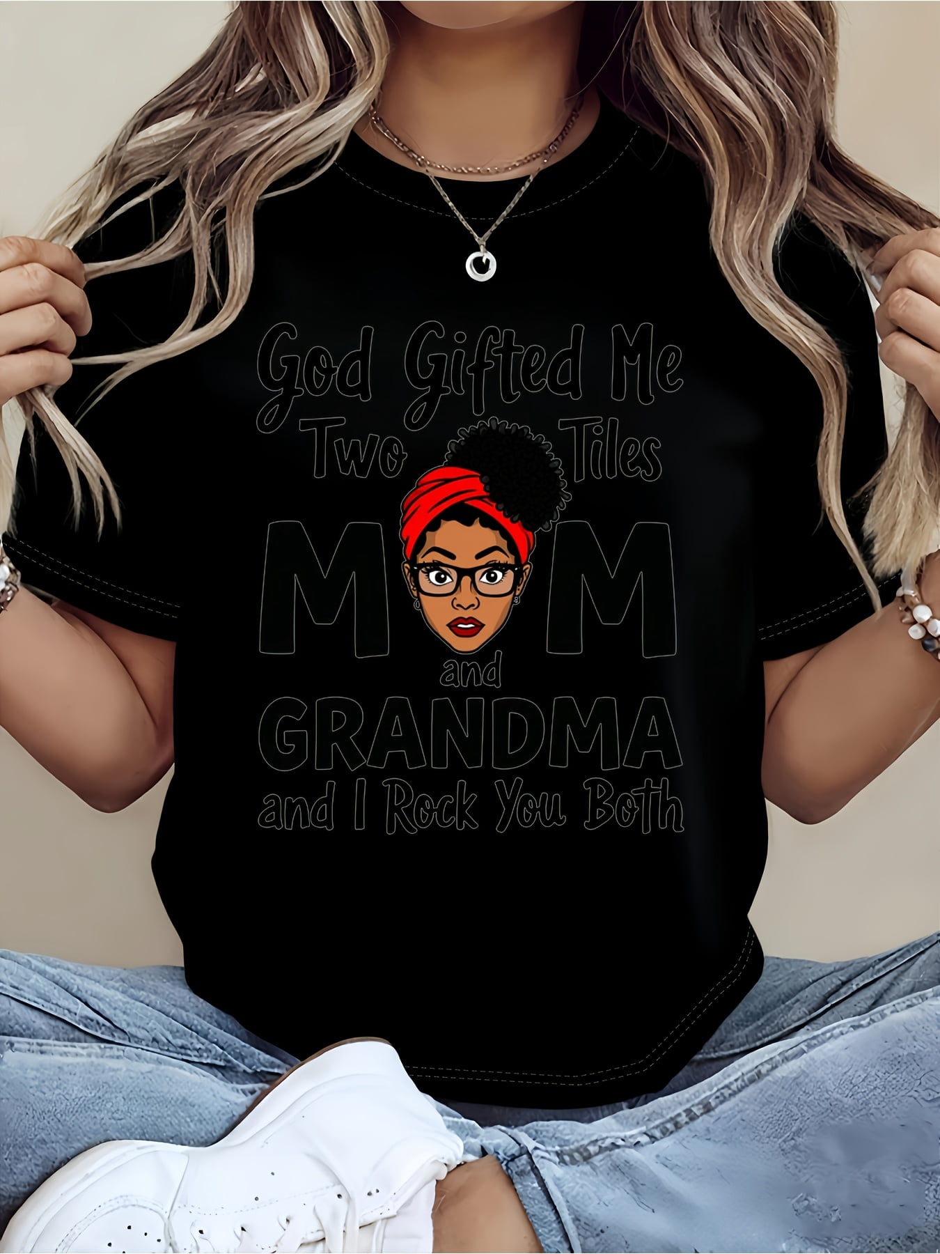 Blessed Mom and Grandma T-Shirt God Gifted Me Two Titles African ...