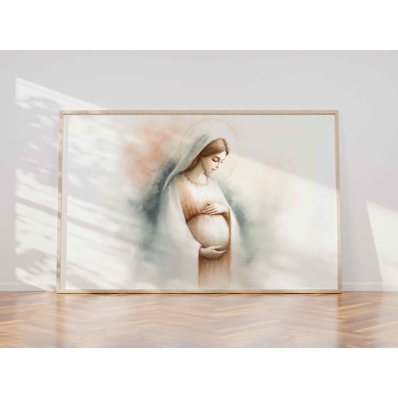Blessed Motherhood Print: Mary And Jesus Christian Art Warm Present ...