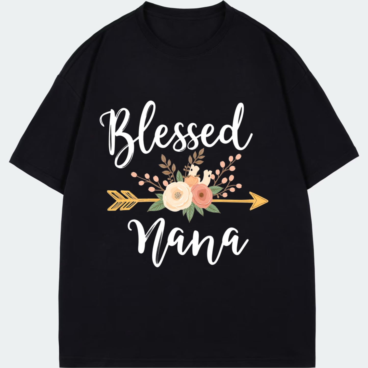 Blessed Nana T Shirt Black Floral Arrow Design For Grandmother Gift ...