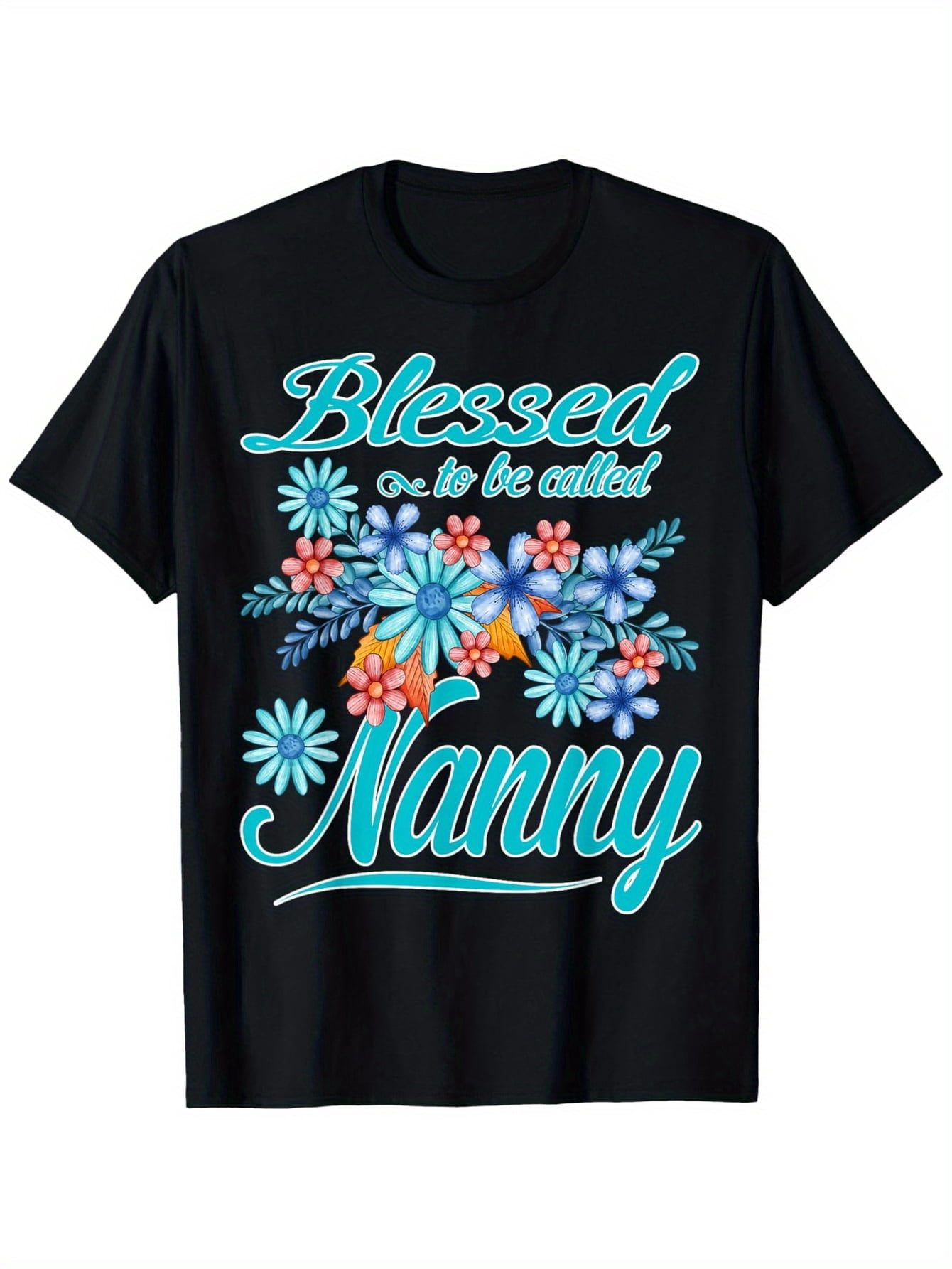 Blessed Nanny Floral Graphic T-Shirt, Thoughtful Caregiver Appreciation ...