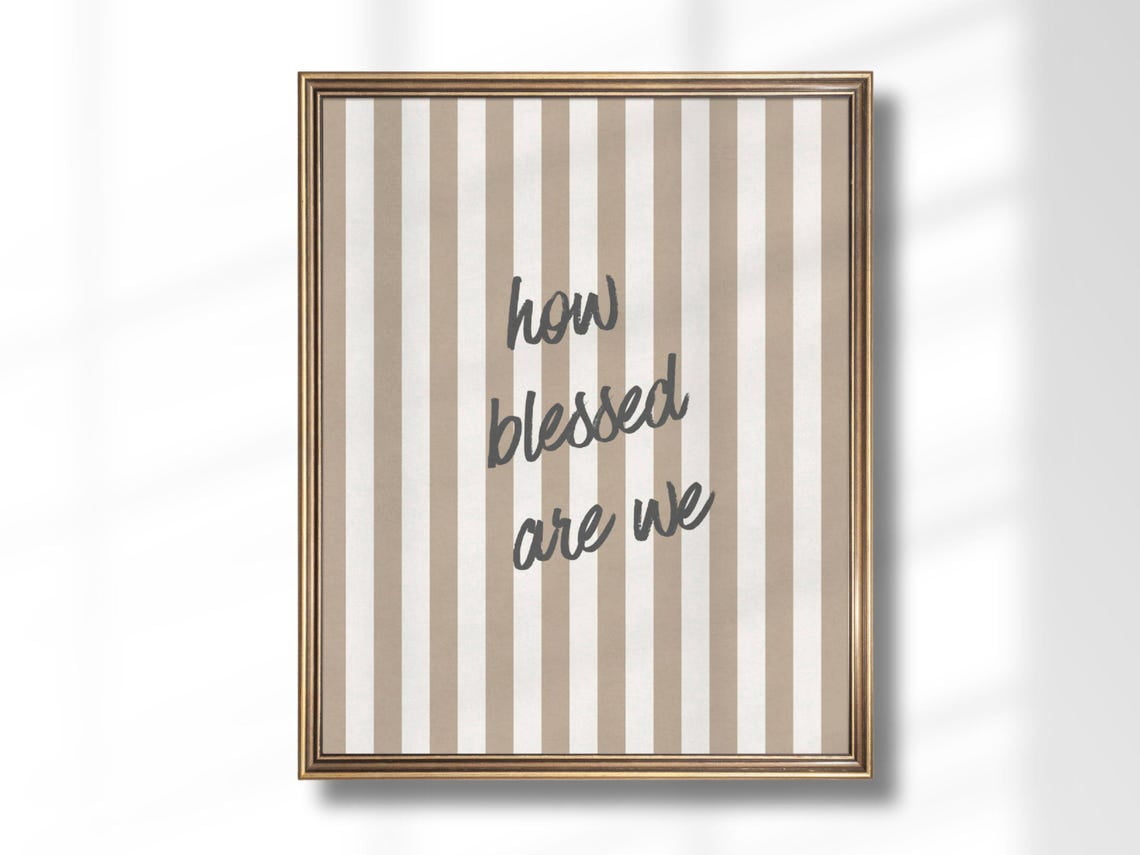 Blessed Poster Brown Stripe Christian Nursery Wall Art for Sweet and ...