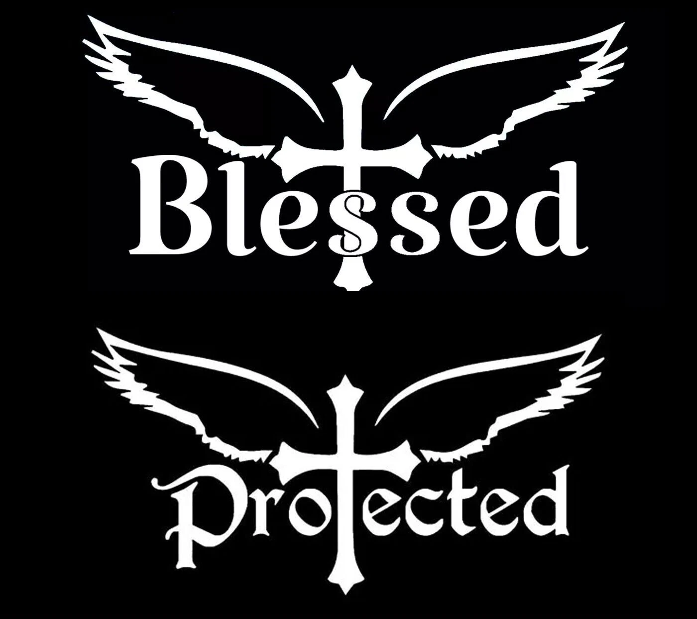Blessed & Protected By The Cross Two 7" White Vinyl Decals Car Truck ...
