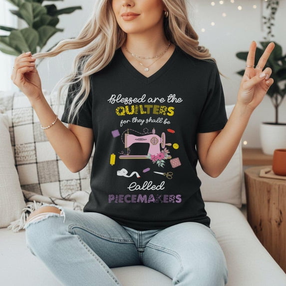 Blessed Quilters Piecemakers Shirt Sewing Graphic for Craft Enthusiasts ...