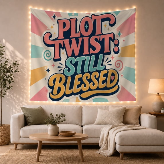 Blessed Quote with Retro Sunburst and Stars, Cheerful Retro Style for ...