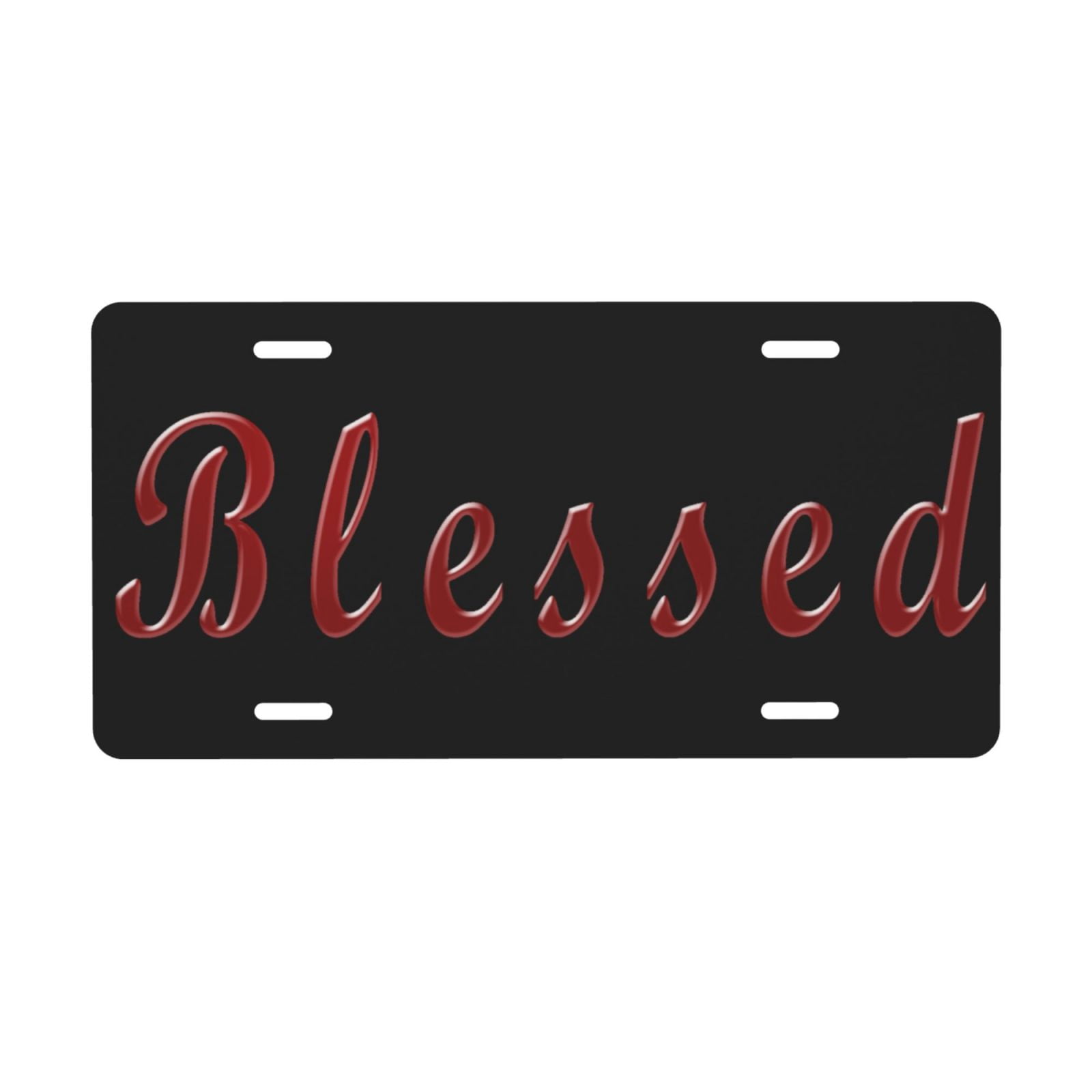 Blessed with Red Letters License Plate with 4 Holes,Novelty Aluminum ...