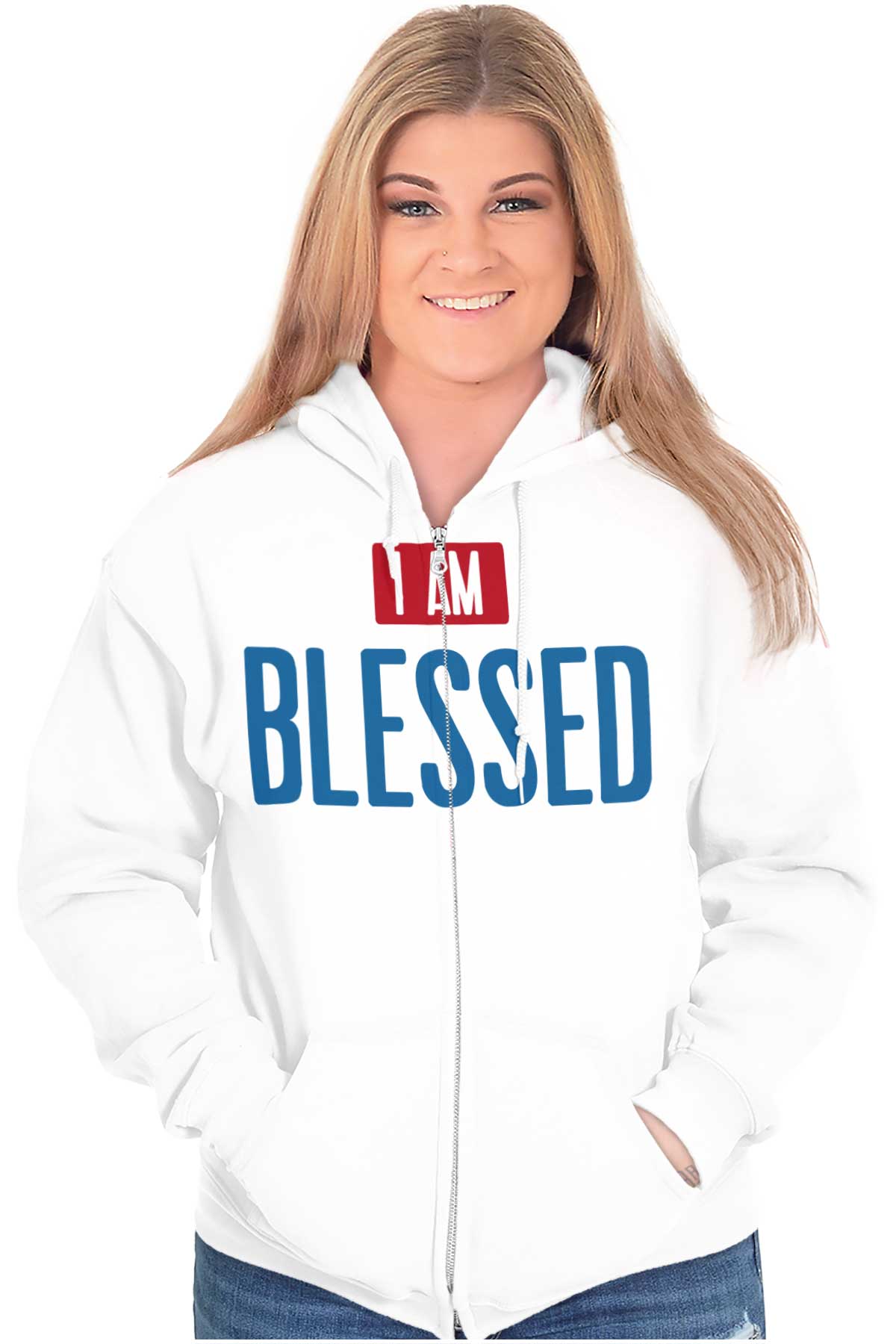 Blessed Religious Love Jesus Christ Zip Up Hoodie Men's Women's Brisco ...