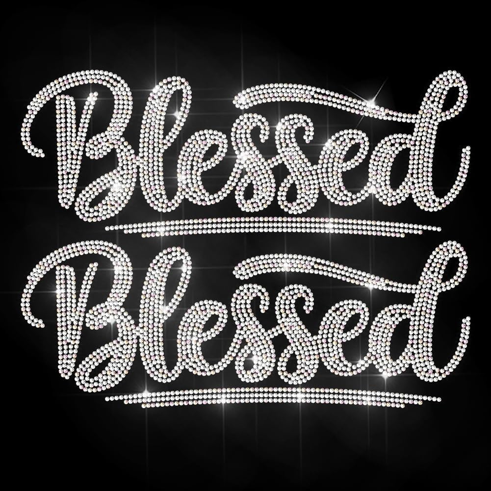 Blessed Rhinestone Iron on Decal Inspirational Word Hotfix Transfer ...