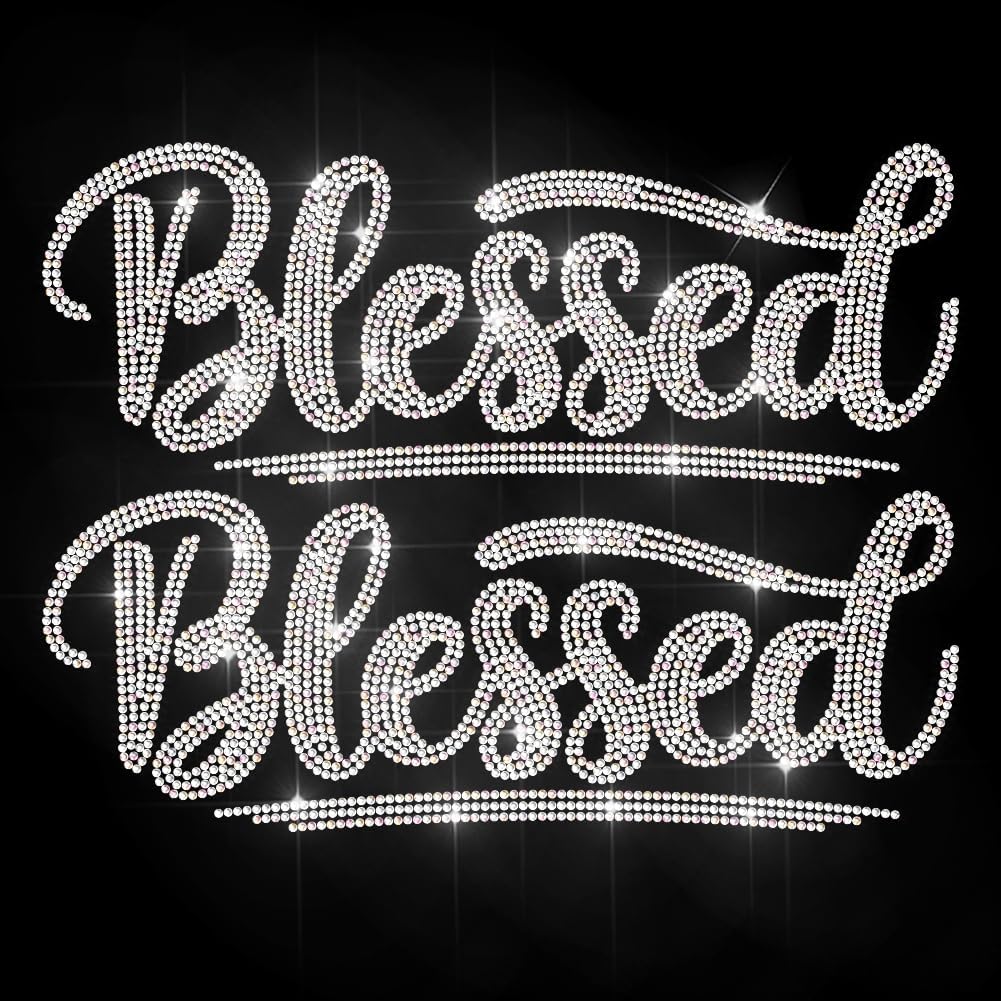 Blessed Rhinestone Iron on Decal Inspirational Word Hotfix Transfer ...