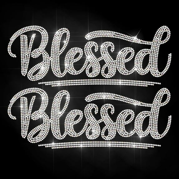 Blessed Rhinestone Iron on Decal Inspirational Word Hotfix Transfer ...