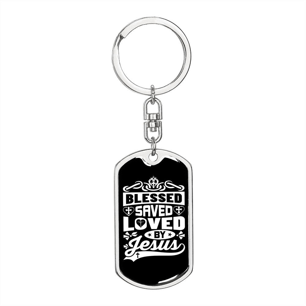 Blessed Saved Loved Stainless Steel or 18k Gold Premium Swivel Dog Tag ...