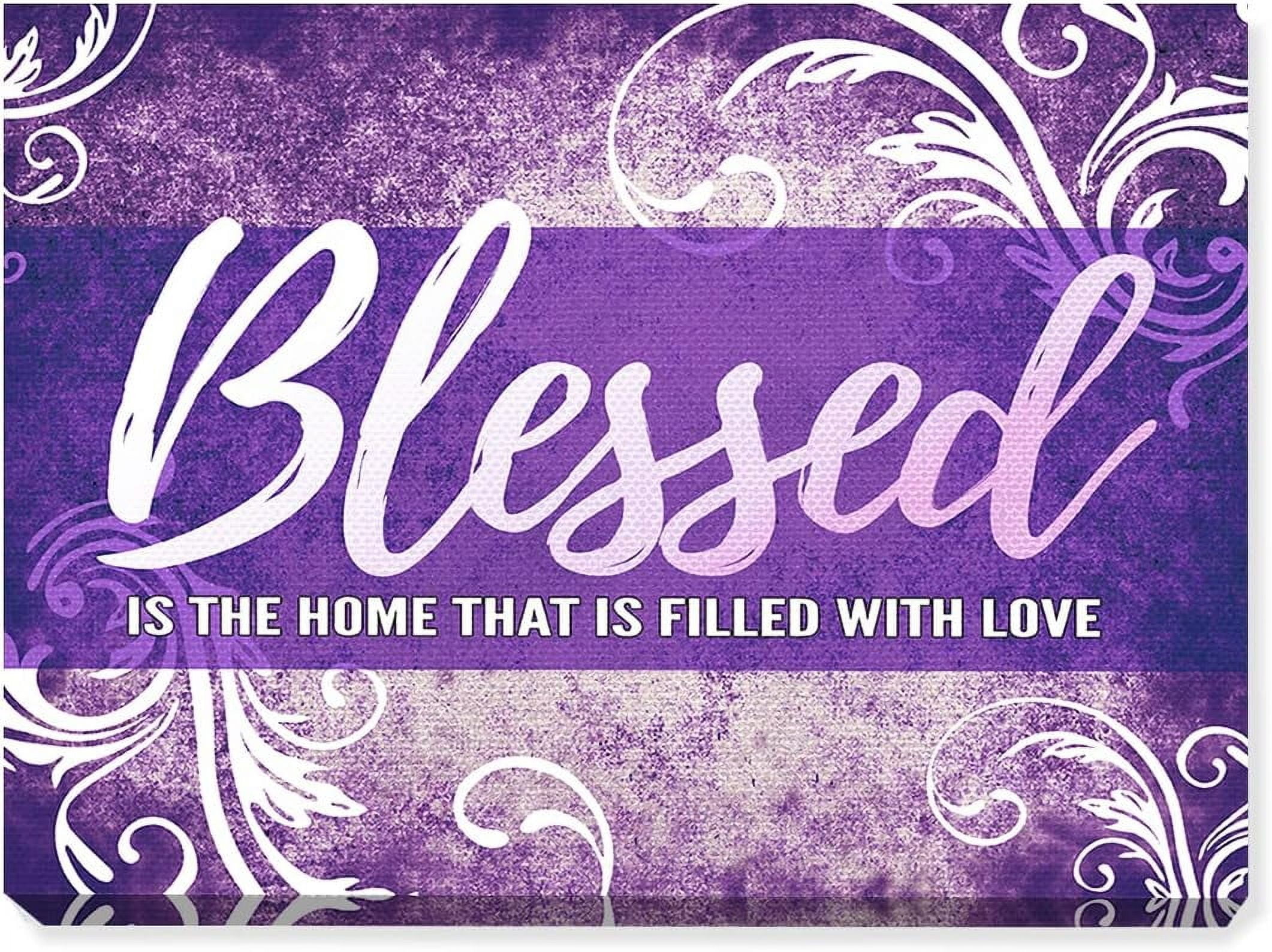 Blessed Sign Wall Decor,Retro Purple Canvas Wall Artristian Pray Canvas ...