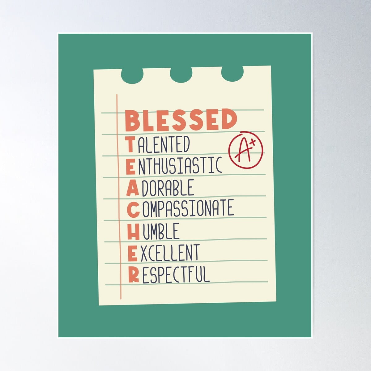 Blessed Teacher Acronym Poster Wall Art, Modern Wall Decor, 16x24 ...