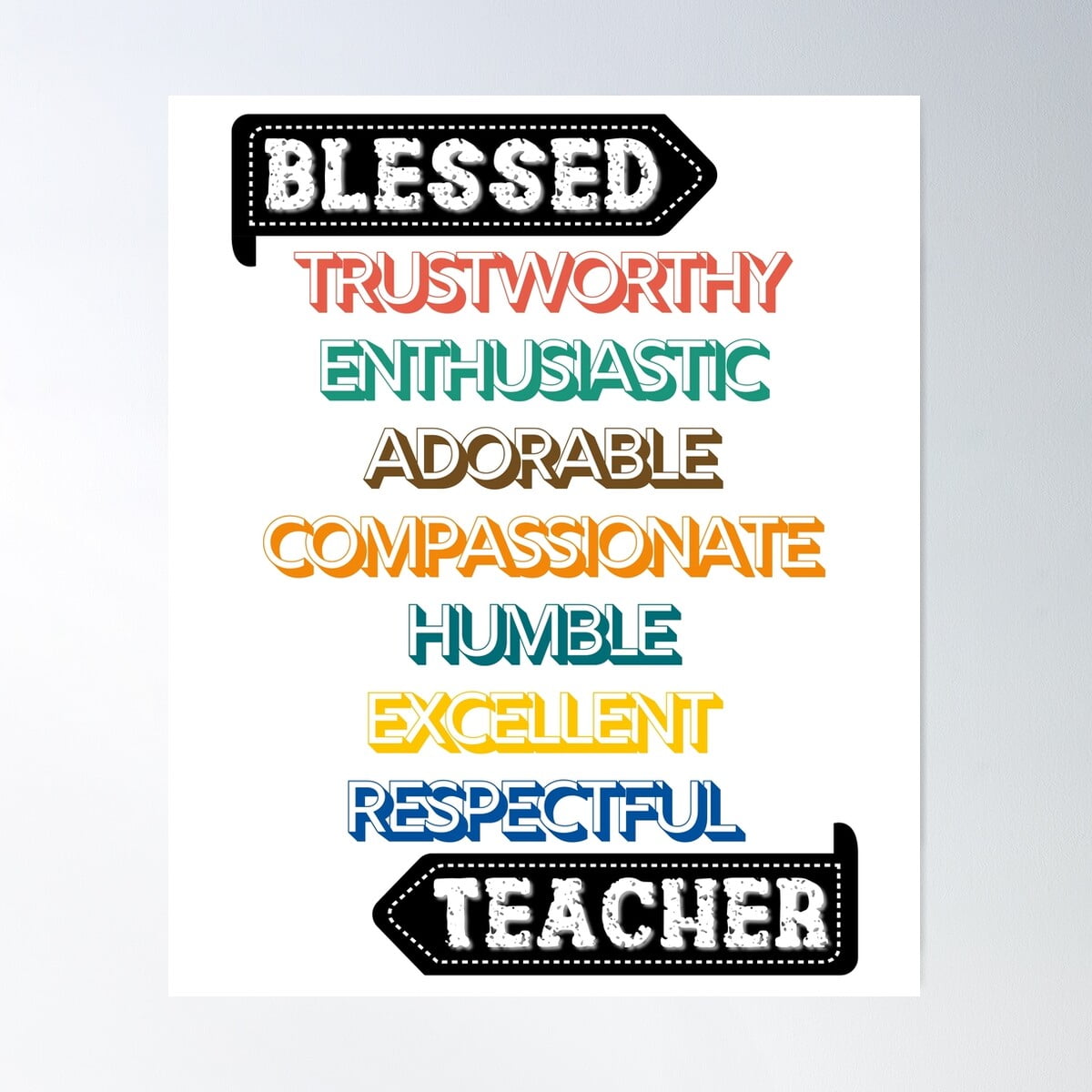Blessed Teacher Acronym Poster Wall Art, Modern Wall Decor For Living ...
